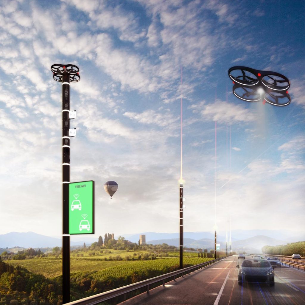 Flying Poles Smart Road System: Safety Sensors from the Skies – urbanNext